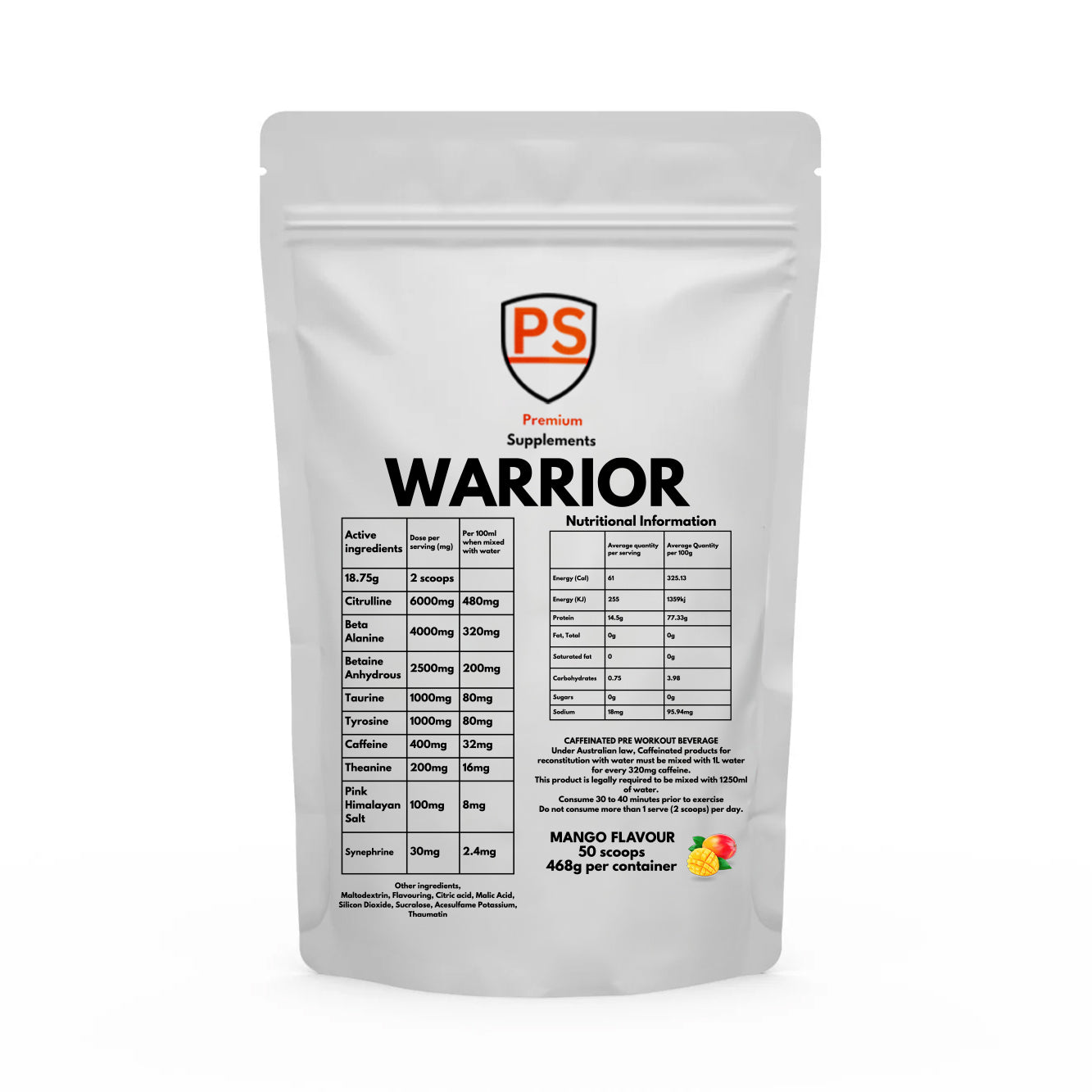 Warrior High-Stimulant Pre-workout (BACKORDER SHIPS 30TH JANUARY ...